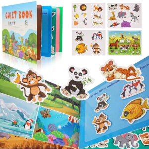 quiet book for toddlers montessori activity toys busy book sensory educational preschool learning book for 3 4 5 6 year old boys and girls (animals)