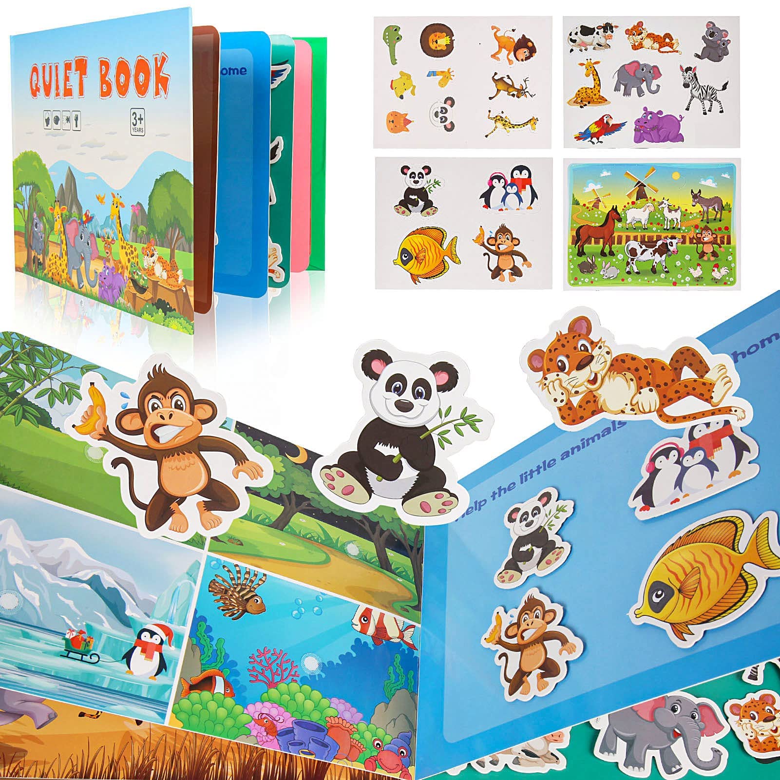 Quiet Book for Toddlers Montessori Activity Toys Busy Book Sensory Educational Preschool Learning Book for 3 4 5 6 Year Old Boys and Girls (Animals)