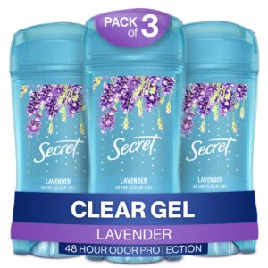 secret antiperspirant and deodorant for women refreshing lavender, clear gel, 48 hr odor protection, 3.4 oz (pack of 3)