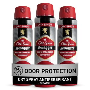 old spice antiperspirant and deodorant for men, invisible dry spray, stronger swagger scent, 4.3 oz, pack of 3