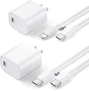 [apple mfi certified] iphone 15/15 pro/15 max/15 pro max fast charger 2pack, 20w pd fast type c wall charger with 6.6ft usb c cable&10ft usb c to lightning cable, fast charger block for iphone/ipad