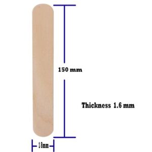 100Pcs Large Wax Waxing Wooden Stick, Body Hair Removal Sticks Applicator Spatula, Size 6" X3/4"