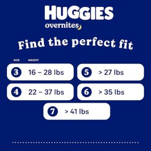 Huggies Size 4 Overnites Baby Diapers: Overnight Diapers, Size 4 (22-37 lbs), 52 Ct