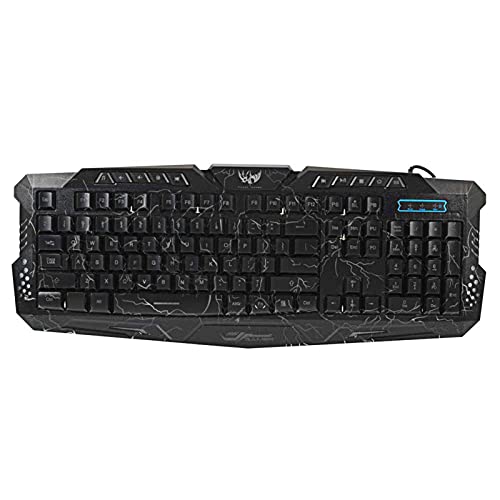 MDJEOE A878 114-Key LED Backlit Wired USB Gaming Keyboard with Cracking Pattern Black