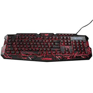 MDJEOE A878 114-Key LED Backlit Wired USB Gaming Keyboard with Cracking Pattern Black