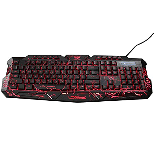 MDJEOE A878 114-Key LED Backlit Wired USB Gaming Keyboard with Cracking Pattern Black