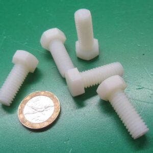 Natural Nylon Hex Head Bolts FT 3/8"-16 Thread x 1.00" Long 50 pcs