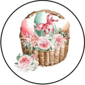 30 Pcs 1.5" Inch Watercolor Easter Basket Stickers - Easter Stickers - Easter Egg Stickers Envelope Seals Labels - D #AA61RK