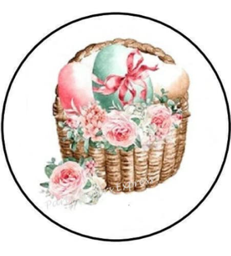 30 Pcs 1.5" Inch Watercolor Easter Basket Stickers - Easter Stickers - Easter Egg Stickers Envelope Seals Labels - D #AA61RK