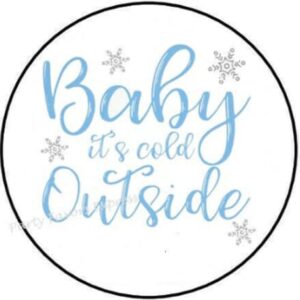 30 Pcs 1.5" Inch Baby It's Cold Outside Blue Stickers - Baby Shower Stickers Boy - Baby Shower Stickers Envelope Seals Labels - D #AA61RK