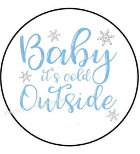 30 Pcs 1.5" Inch Baby It's Cold Outside Blue Stickers - Baby Shower Stickers Boy - Baby Shower Stickers Envelope Seals Labels - D #AA61RK