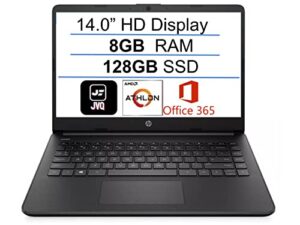 2022 newest hp 14 inch premium laptop, amd athlon silver 3050u up to 3.2 ghz(beat i5-7200u), 8gb ddr4 ram, 128gb ssd, 1-year office 365, bluetooth, webcam, wifi, type-c, hdmi, win 10 s, black+jvq mp