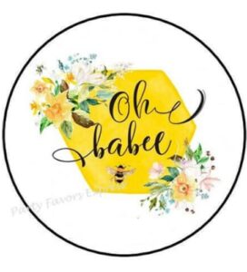 30 pcs 1.5" inch oh babee bee baby shower stickers - bee baby shower stickers - baby shower stickers envelope seals labels - d #aa61rk