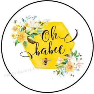 30 Pcs 1.5" Inch Oh Babee Bee Baby Shower Stickers - Bee Baby Shower Stickers - Baby Shower Stickers Envelope Seals Labels - D #AA61RK