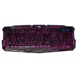 MDJEOE A878 114-Key LED Backlit Wired USB Gaming Keyboard with Cracking Pattern Black