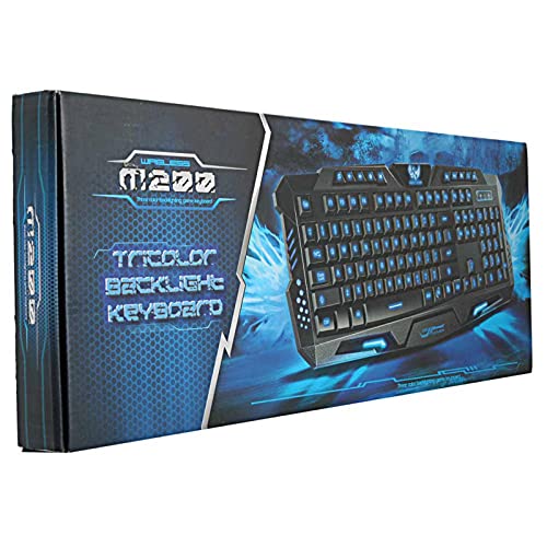 MDJEOE A878 114-Key LED Backlit Wired USB Gaming Keyboard with Cracking Pattern Black