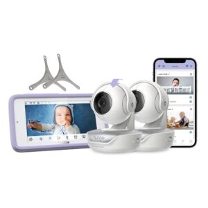 HUBBLE CONNECTED Nursery Pal Deluxe 5" Smart HD Twin Baby Monitor and 2 Cameras with Built-in Rechargeable Batteries to Use at Home Or On The Go