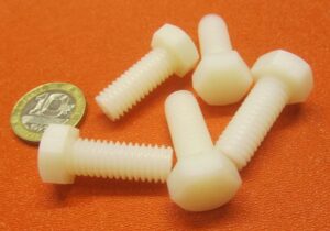 natural nylon hex head bolts ft 3/8"-16 thread x 1.00" long 50 pcs