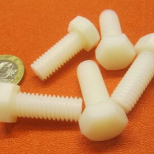 Natural Nylon Hex Head Bolts FT 3/8"-16 Thread x 1.00" Long 50 pcs