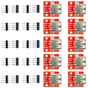 jujinglobal 10pcs USB a Male or Female Breakout Board 4 pins 2.54mm Output with 2 Types Male pins 90 and 180 Degree… (A Female Breakout (10pcs))