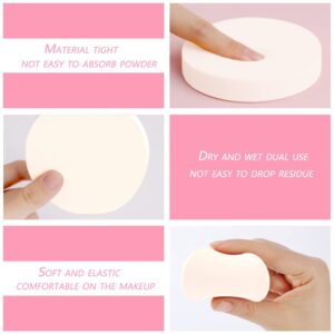 Vmiapxo 48 Pieces White Makeup Sponge, Cosmetic Sponge Round Foam Pad, Compact Facial Powder Puff, Beauty Makeup Foundation Powder Blender for All Skin Types Wet and Dry Dual Use