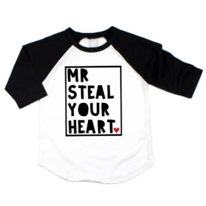 bump and beyond designs boys valentine's day shirt, mr. steal your heart (black 24 months)