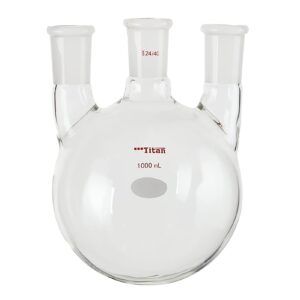 adamas-beta 1000ml 3 neck round bottom flask rbf with 24/40 center & 24/40 side joint, heavy wall borosilicate glass