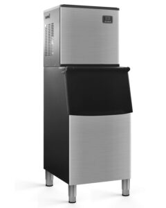 watoor commercial ice machine stainless steel industrial ice machine etl approved 350lbs/24h with 200lbs bin, full clear cube, professional refrigeration equipment