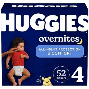 huggies size 4 overnites baby diapers: overnight diapers, size 4 (22-37 lbs), 52 ct