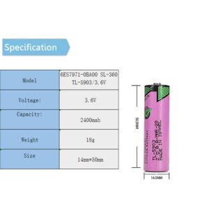 Meewellvetry (5-Pack) TL-5903 Battery/SL-360 3.6V 2400mah 6ES7971-0BA00 for Siemens S7-400 PL and for Tadiran TL-5903