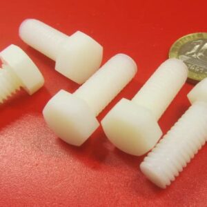 Natural Nylon Hex Head Bolts FT 3/8"-16 Thread x 1.00" Long 50 pcs