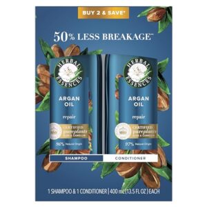 herbal essences brand, hair repair shampoo and conditioner set, argan and camellia oil, paraben free, for all hair types, 27 fl oz (dual pack)