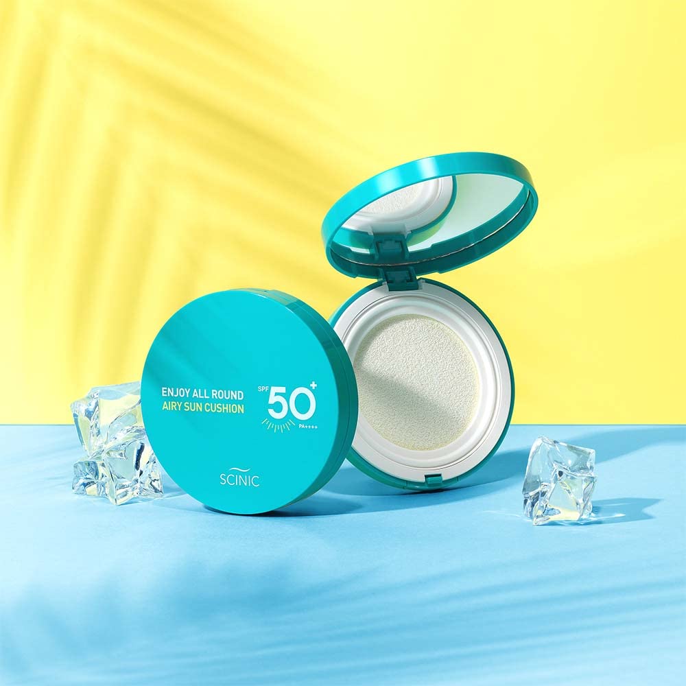 SCINIC Enjoy All Round Airy Sun Cushion EX SPF50+PA++++0.88oz (25g) | Cooling UV Protection & Natural Tone-up From Face To Body For All Family Members | Korean Skincare