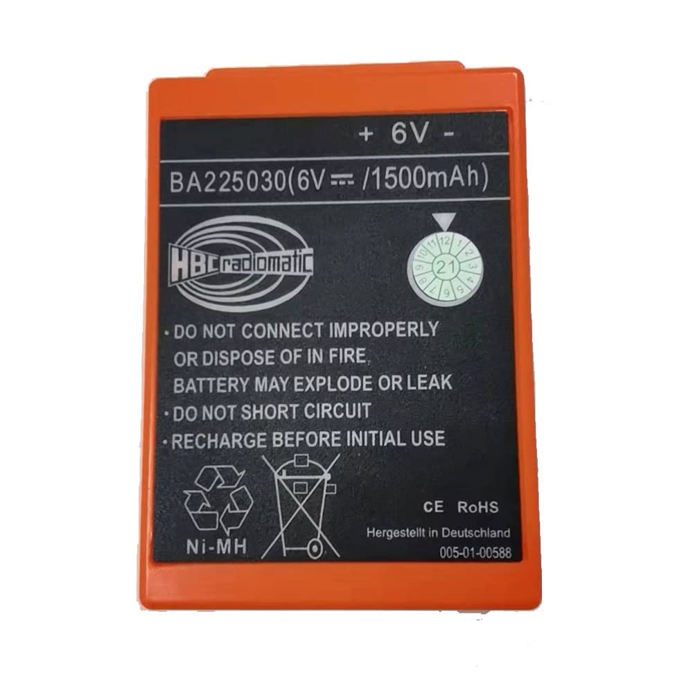 Meewellvetry HBC Radiomatic Battery BA225030 6V 1500mAh BA225030 Ni-Mh Rechargeable Battery for HBC Crane Remote Control Pump Truck Battery