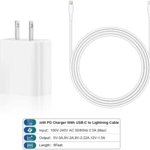 2 Pack [Apple MFi Certified ] 20W USB C Wall Chargers 6FT Cables Compatible with iPhone 14/14 Pro/14 Pro Max/14 Plus/13/13Pro/12/12 Pro/11/11Pro,iPad, Fast Charging