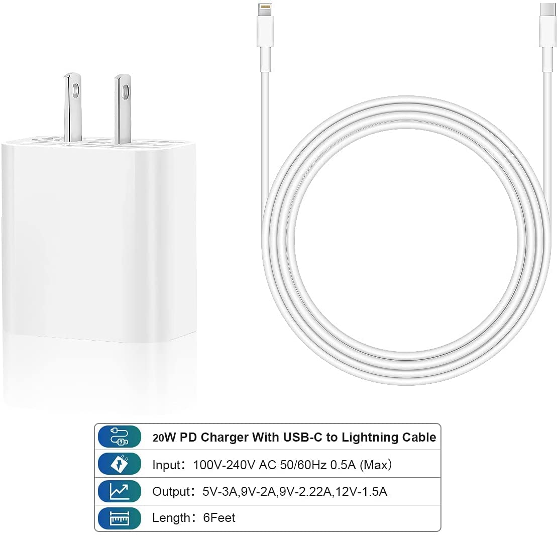 2 Pack [Apple MFi Certified ] 20W USB C Wall Chargers 6FT Cables Compatible with iPhone 14/14 Pro/14 Pro Max/14 Plus/13/13Pro/12/12 Pro/11/11Pro,iPad, Fast Charging