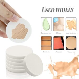 Vmiapxo 48 Pieces White Makeup Sponge, Cosmetic Sponge Round Foam Pad, Compact Facial Powder Puff, Beauty Makeup Foundation Powder Blender for All Skin Types Wet and Dry Dual Use