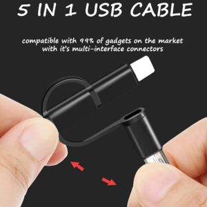 OUGIC USB C Multi Charging Cable (3ft), 5-in-1 PD 60W & QC3.0 20W, USB A/C to Type C/Phone/Micro USB, Compatible with Galaxy S21 Fold3 and More - Nylon Braided 1M