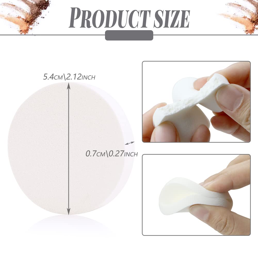 Vmiapxo 48 Pieces White Makeup Sponge, Cosmetic Sponge Round Foam Pad, Compact Facial Powder Puff, Beauty Makeup Foundation Powder Blender for All Skin Types Wet and Dry Dual Use