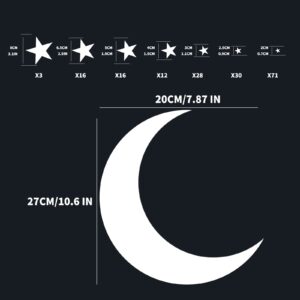 177 Picees Vinyl Moon and Stars Decals for Walls White Sticker for Kids Boy Girls Baby Room Decor Home House Bedroom Design