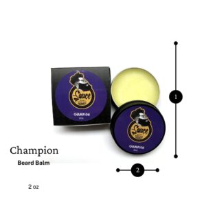 Sauce Authentic Product Beard Balm 2oz. Reusable, Styles, Strengthens & Softens Beards Leave in Conditioner (Champion)