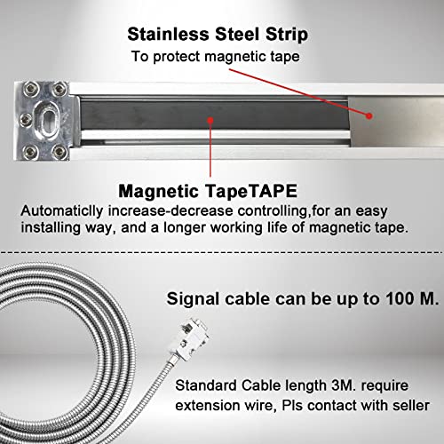 3 Axis DRO Digital Readout 270mm+520mm+620mm for Milling Machine Lathe Machine 3pcs Magnetic Scale 5um IP67 Sealing Protection (10" x 20" x 24" 3 Axis DRO 5um)