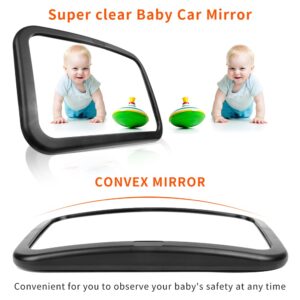 Baby Car Mirror for Car Seat Rear Facing,Large Safety Car Seat Mirror for Rear Facing Infant Child with Wide Crystal Clear View - Shatterproof 360° Adjustable Baby Mirror for Back Seat Rear Facing