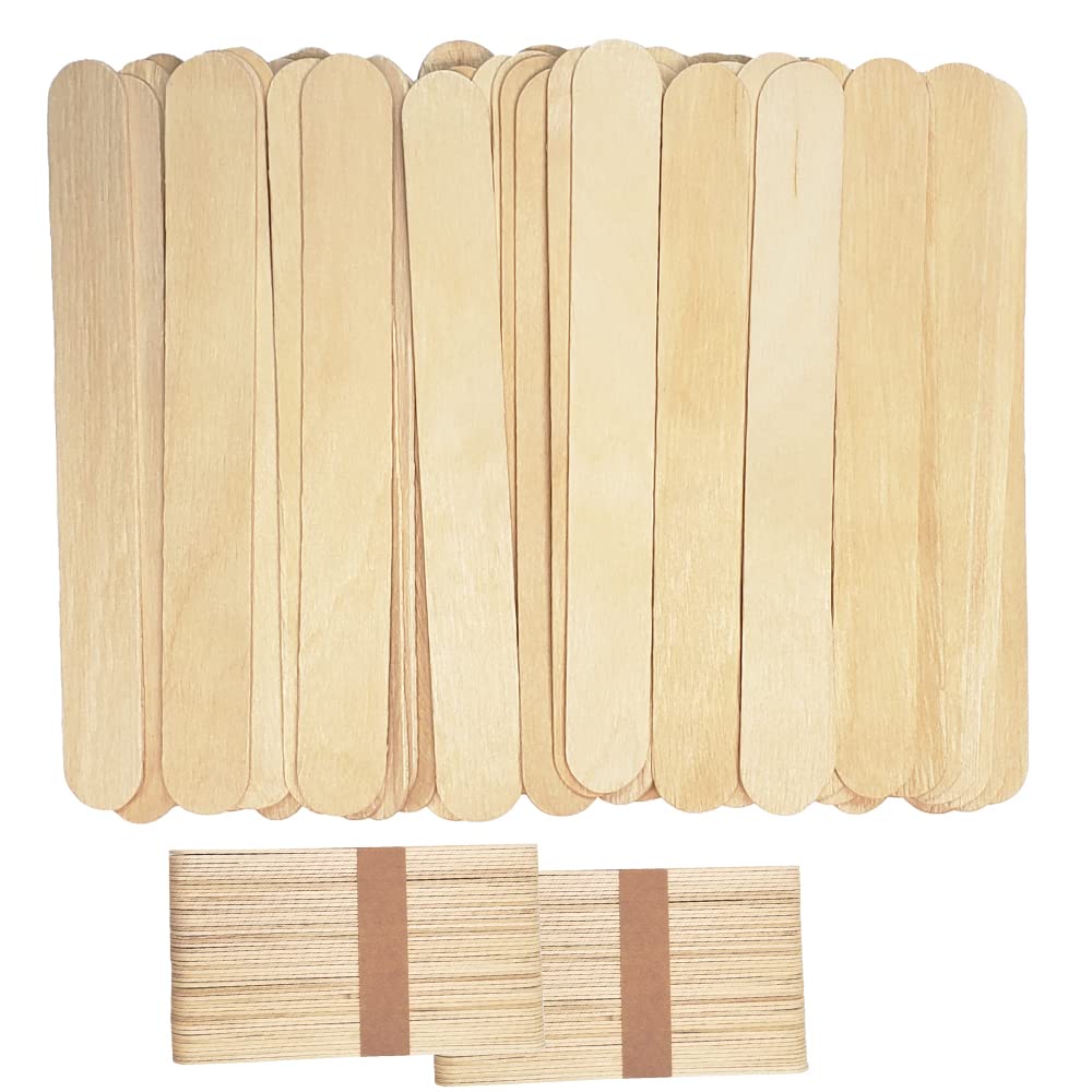 100Pcs Large Wax Waxing Wooden Stick, Body Hair Removal Sticks Applicator Spatula, Size 6" X3/4"