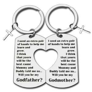 godparent gifts from godchild will you be my godmother/godfather keychain set godparents proposal gifts for baptism christening gift godparents announcement jewelry first communion gift for godparent