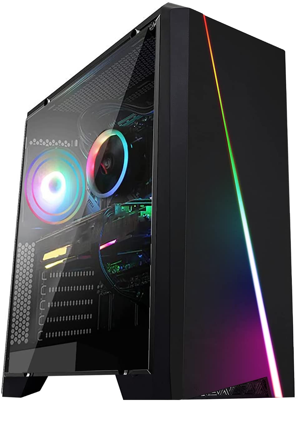 Ssrotho Gaming PC Windows 10 Professional Desktop Tower Computer, Intel Quad-Core i7 3.4Ghz, 16GB RAM, 512GB SSD + 1TB HDD, WiFi Adapter, GeForce GT 1030 2GB GDDR5, RGB Lighting Case