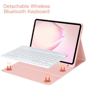 BQSS Keyboard Case for iPad Air 11 Inch (M2) 2024 Wireless Keyboard Case for iPad Air 10.9 Inch 5th/4th Generation 2022 Detachable for iPad air 4th 2020 for iPad Pro 1st Case with Pencil Holder Pink