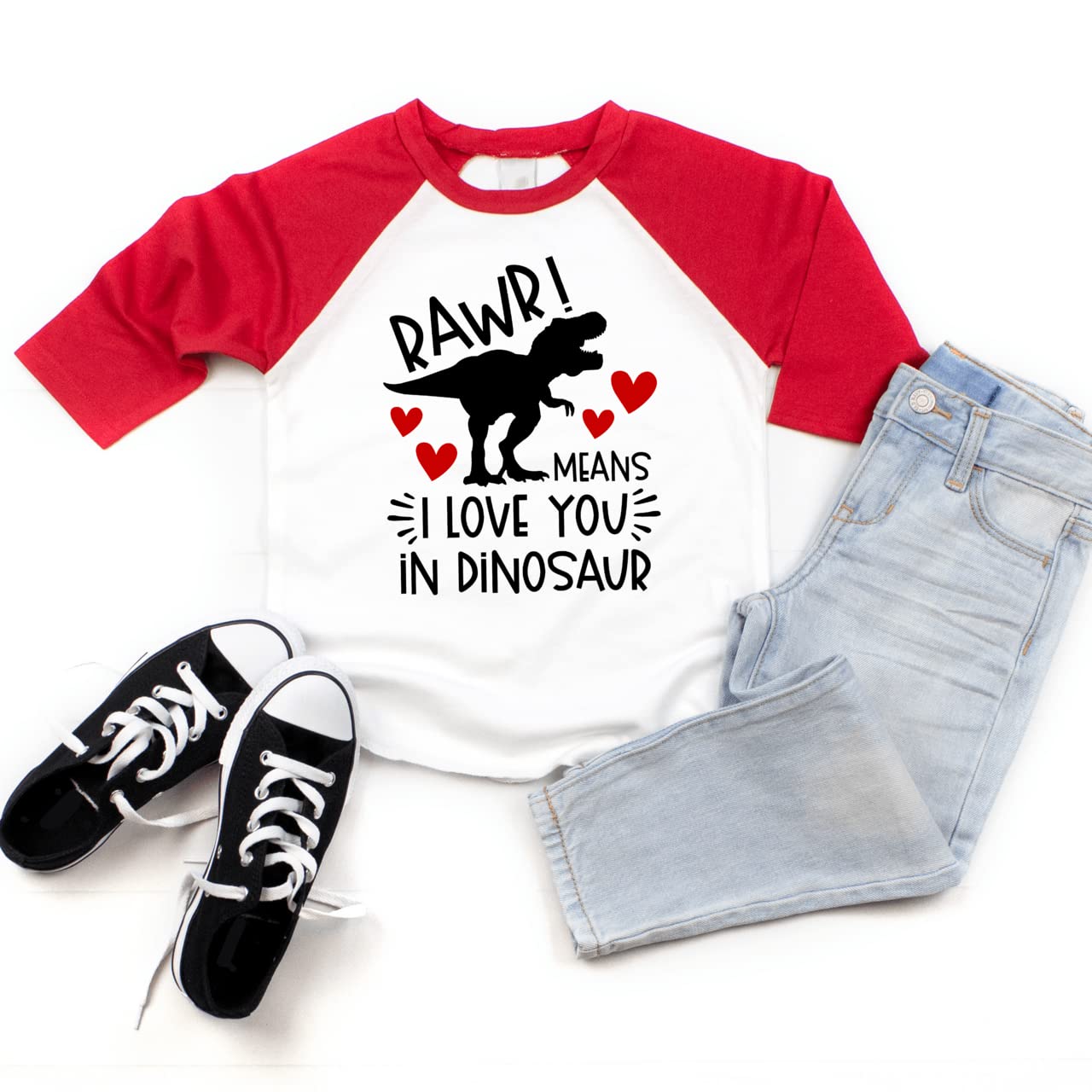 Bump and Beyond Designs Dinosaur Valentine's Shirt Boys, Rawr Means I Love You (Red 5T)