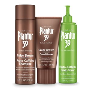 plantur 39 brilliantly brown 3-step system - phyto-caffeine shampoo 8.45fl oz, conditioner 5.07fl oz, tonic 6.76 fl oz