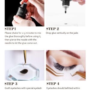 Eyelash Extension Glue 0.5 Sec Fast Drying/Retention -8 Week /(0.17fl.oz / 5ml) Eyelash Glue Waterproof Lash Extension Glue Semi-Permanent Extensions Black Adhesive Supplies for Professional USE ONLY